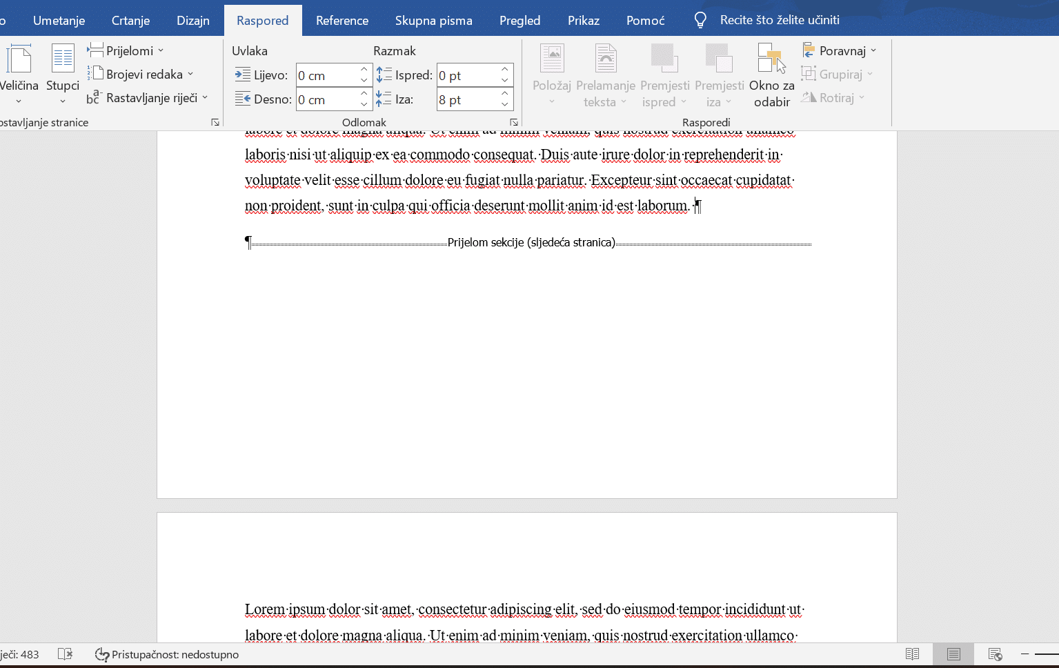 Umetanje sadržaja i numeriranje stranica u Wordu